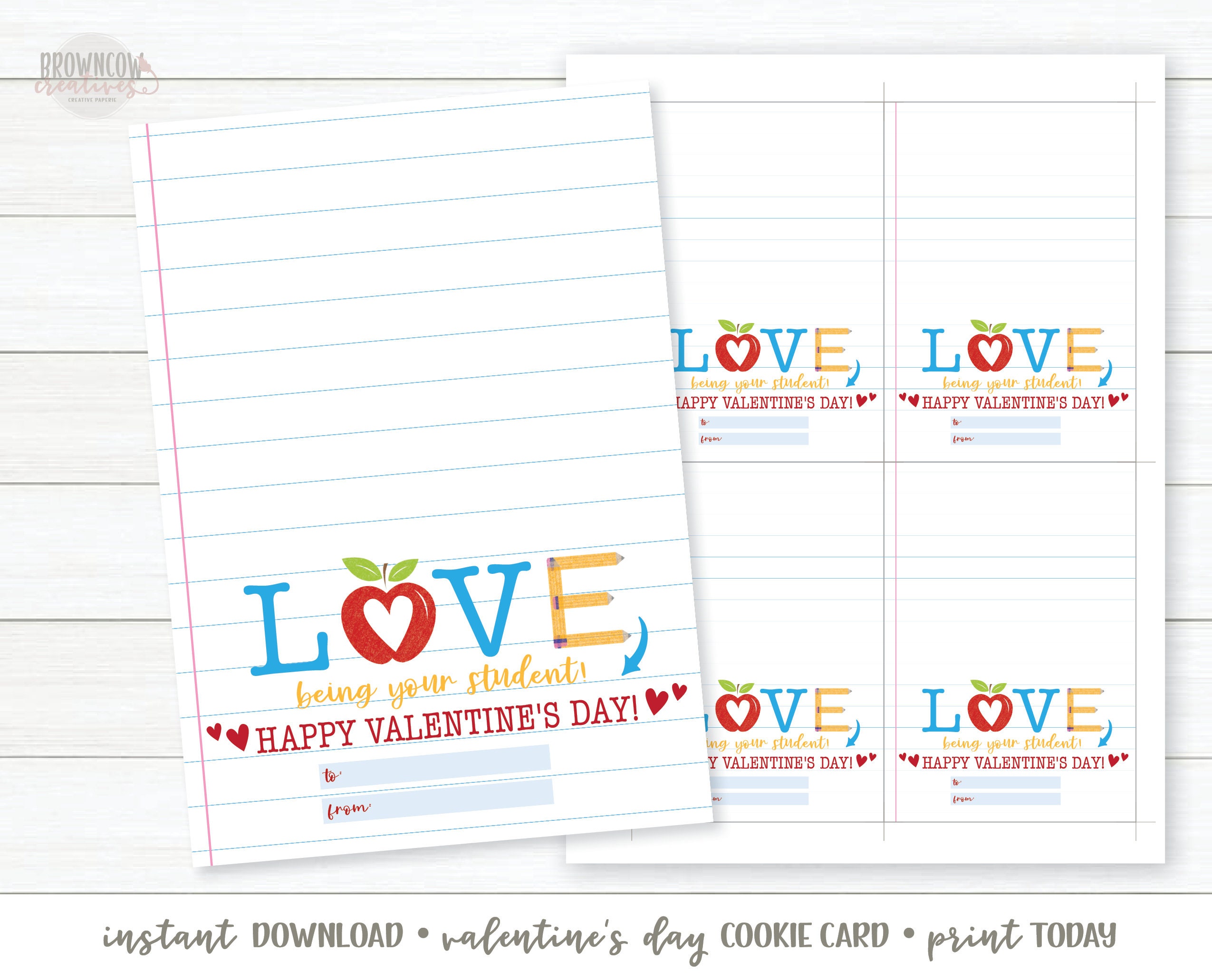 Valentine's Day Cookie Card Valentine's Day Teacher - Etsy