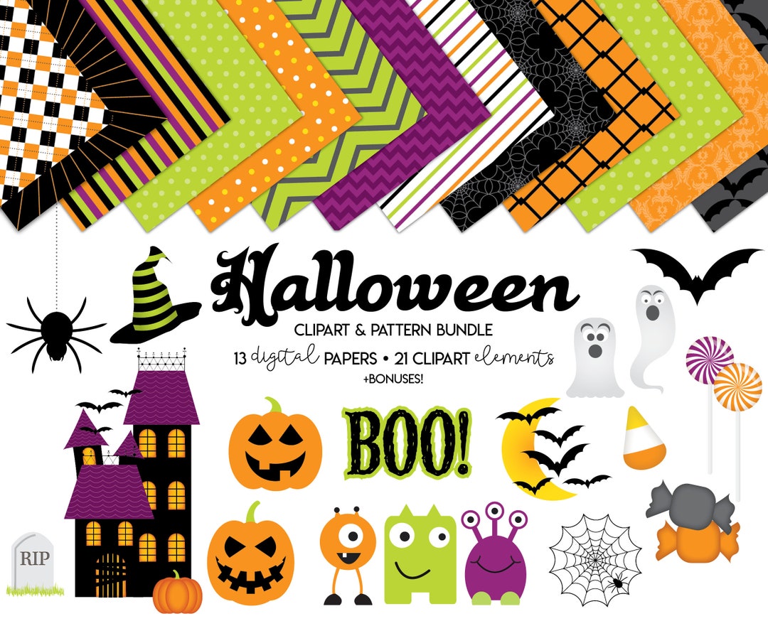 Halloween Clip Art & Digital Papers - Etsy