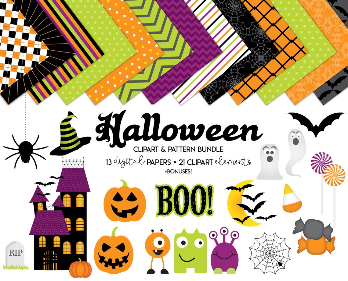 Halloween Clip Art & Digital Papers - Etsy