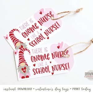 INSTANT DOWNLOAD Valentine's Day School Nurse Gift Tags, Printable ...