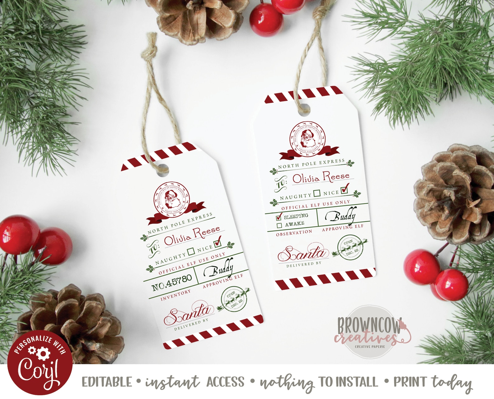 Official Santa Claus Gift Tags, Santa Gift Tags, Santa Tags, Printable ...