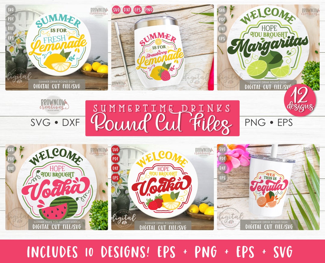 Summer Drink SVG Bundle, Summer SVG Bundle, Summer Alcohol Round Sign ...
