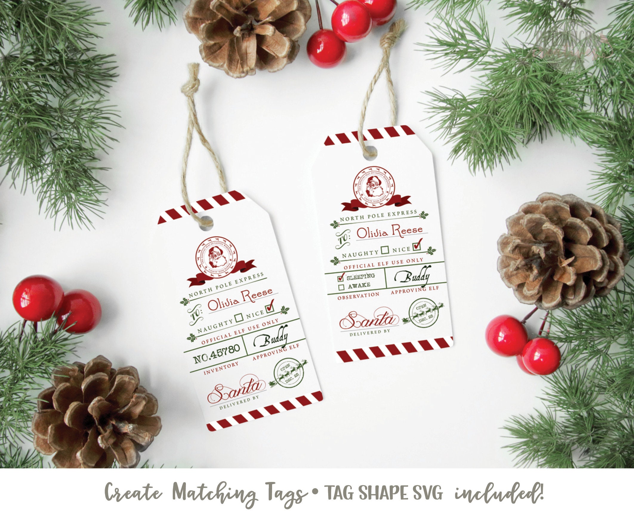 Santa Sack SVG Cut File Santa Tag SVG Cut File Santa Sack - Etsy