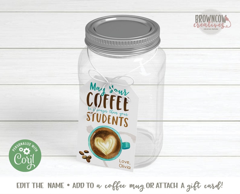 Back to School Gift Tag Teacher Gift Tag Coffee Gift Tag | Etsy