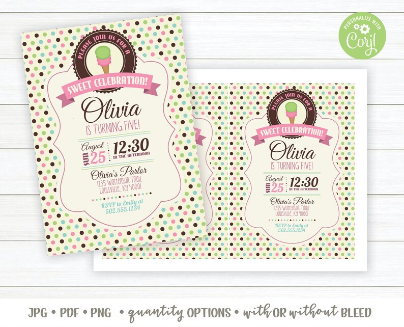 Ice Cream Parlor Invitation Ice Cream Birthday 1st Birthday - Etsy