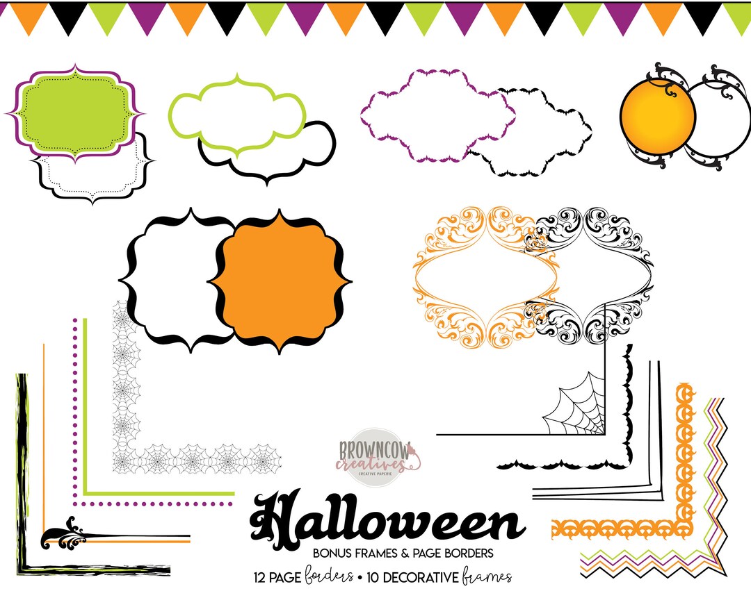 Halloween Borders and Frames, Halloween Clip Art, Instant Download ...