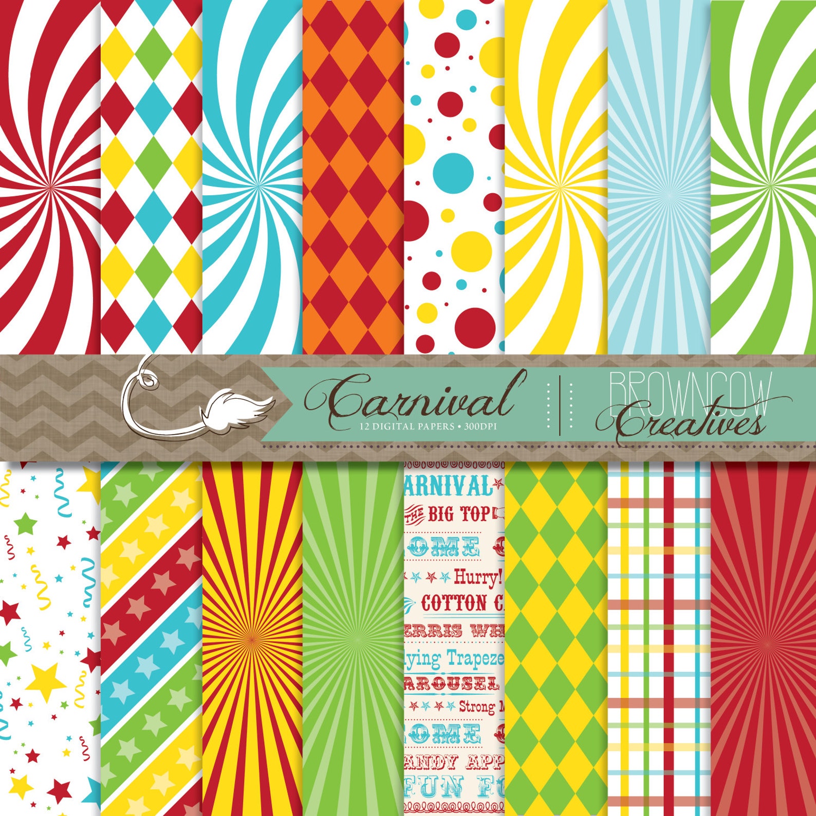 Circus/carnival Digital Papers/backgrounds - Etsy