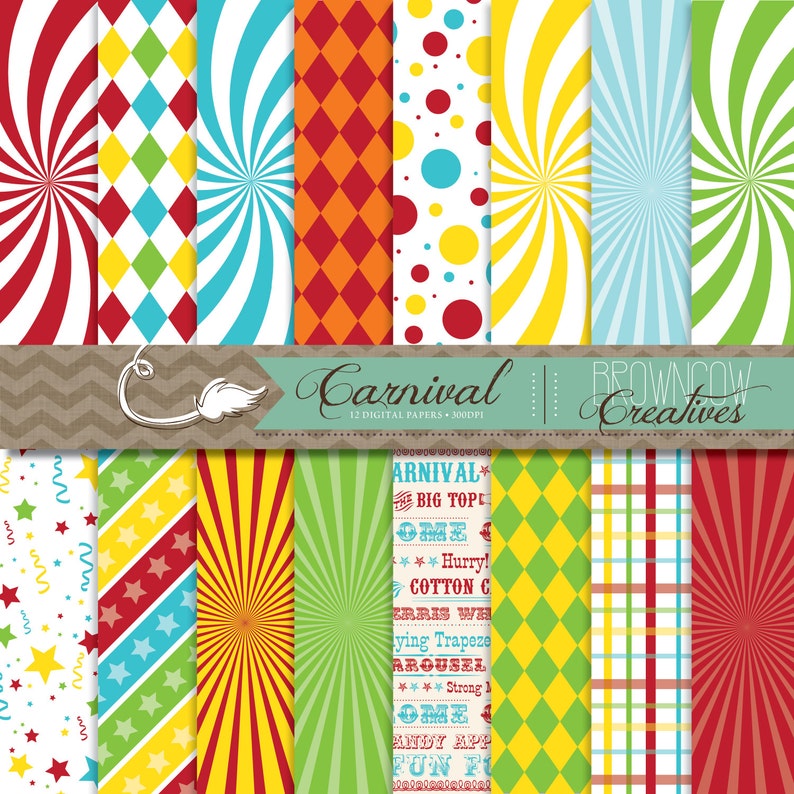 Circus/carnival Digital Papers/backgrounds - Etsy