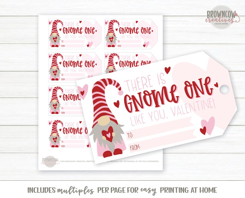 INSTANT DOWNLOAD Valentine's Day Gnome Gift Tags | Etsy