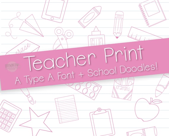Teacher Print Font, School Doodles Font, Teacher Handwriting Font ...
