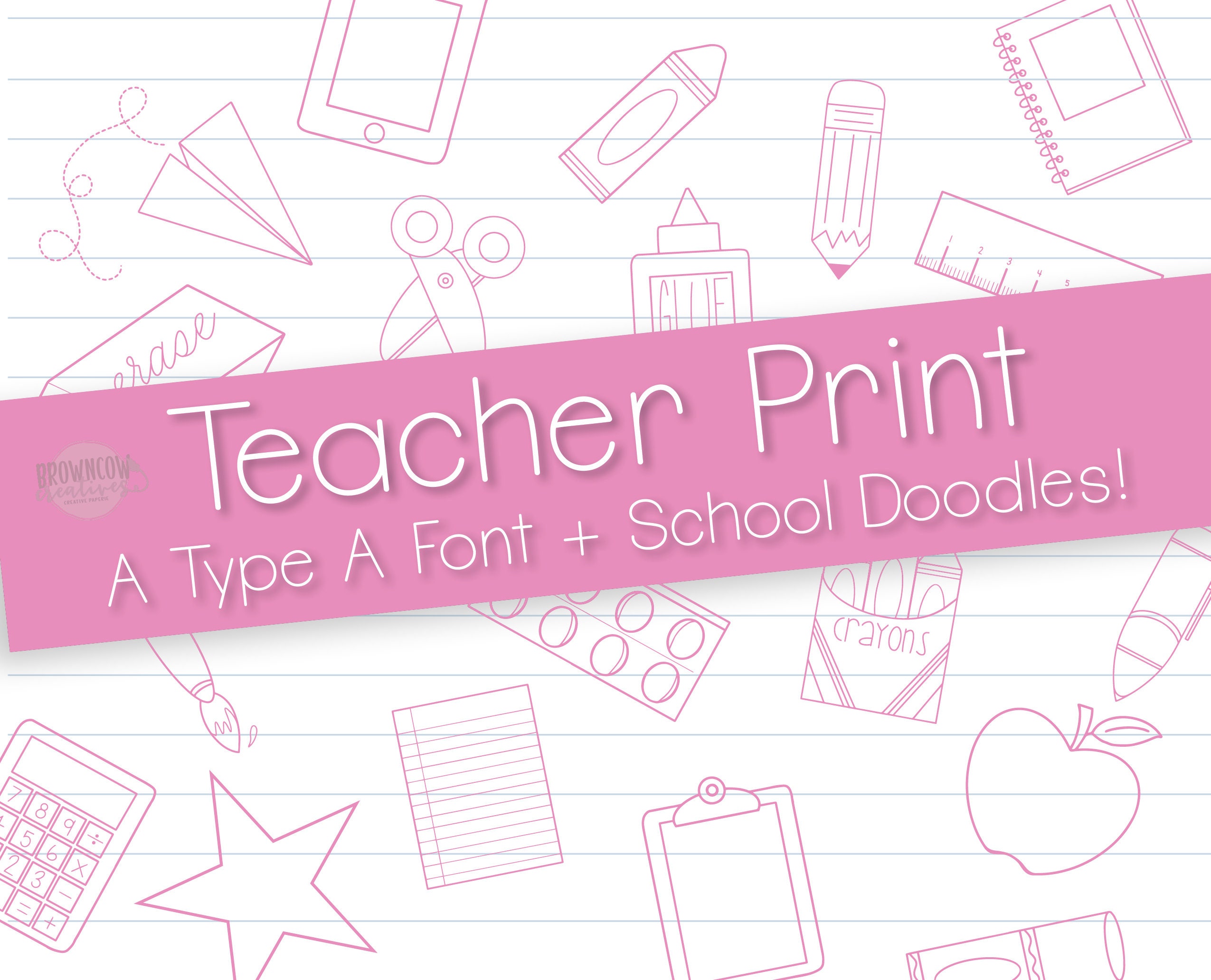 Teacher Print Font School Doodles Font Teacher Handwriting - Etsy