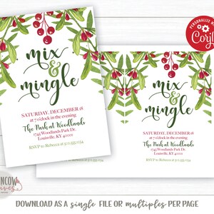 Christmas Party Invitation, Mix & Mingle Invitation, Christmas ...