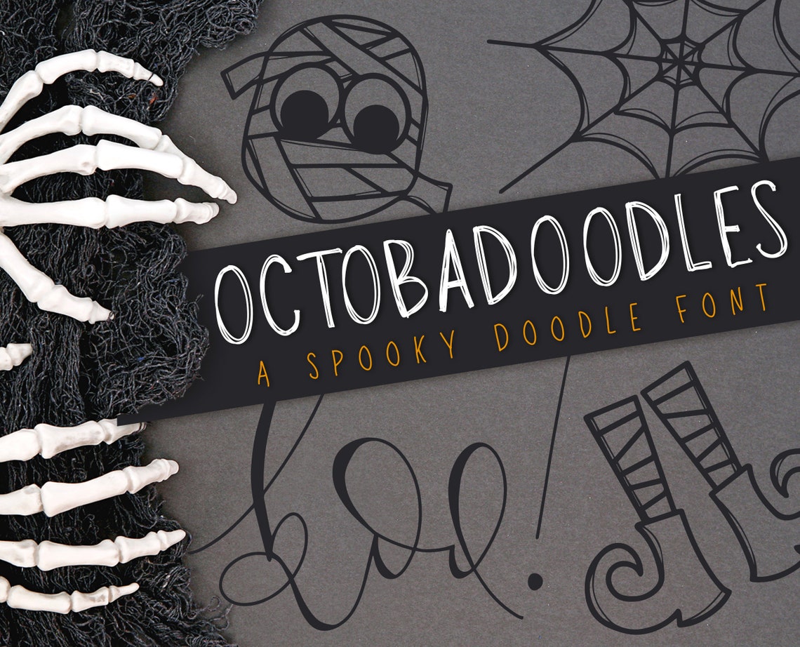 Octobadoodles Font Halloween Font Halloween Doodle Font | Etsy