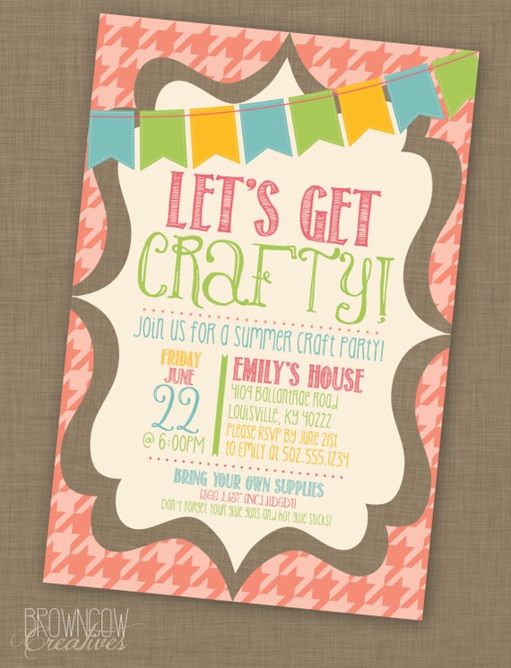Summer Craft Party Invitation by BrownCow Creatives | Catch My Party