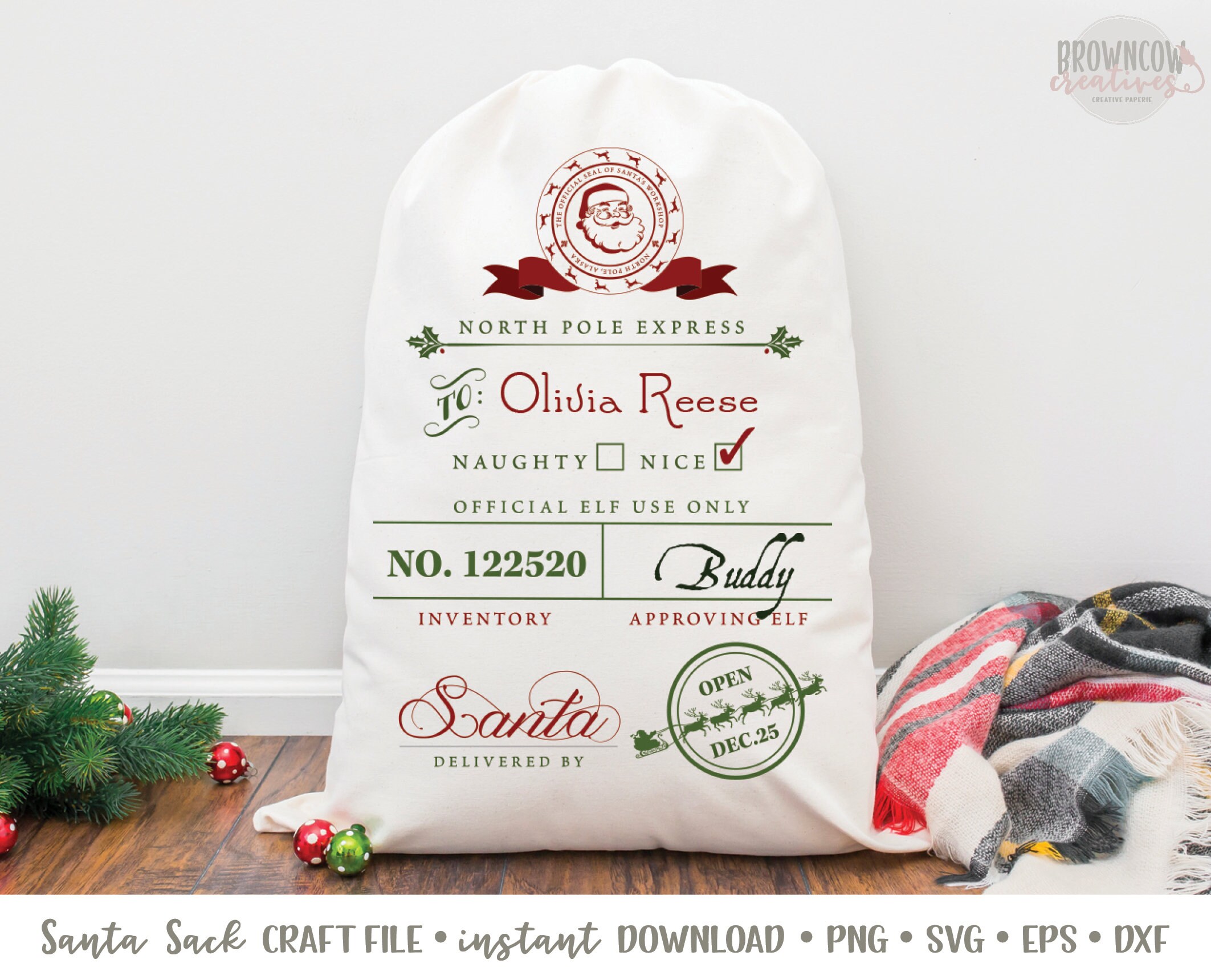 Santa Sack SVG Cut File Santa Tag SVG Cut File Santa Sack - Etsy