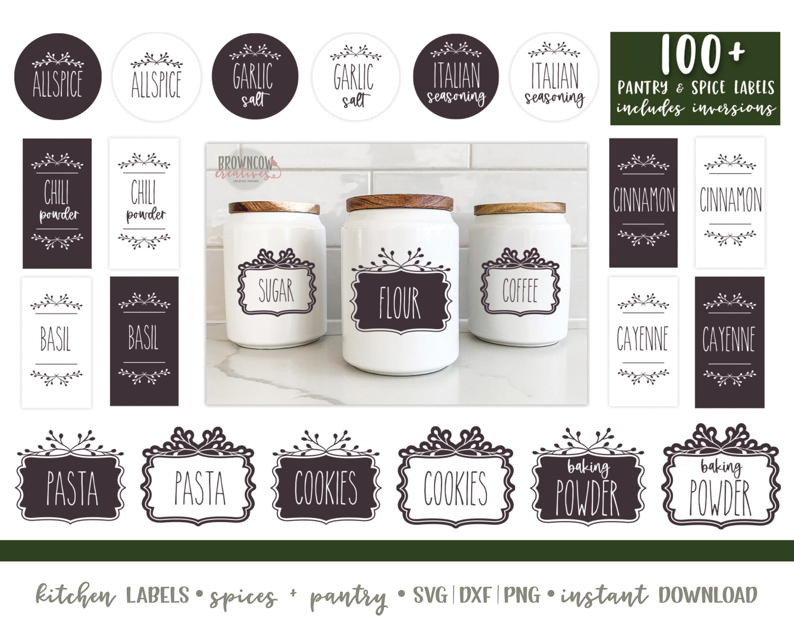 Pantry Labels SVG Spice Labels SVG Pantry Labels Cut Files - Etsy