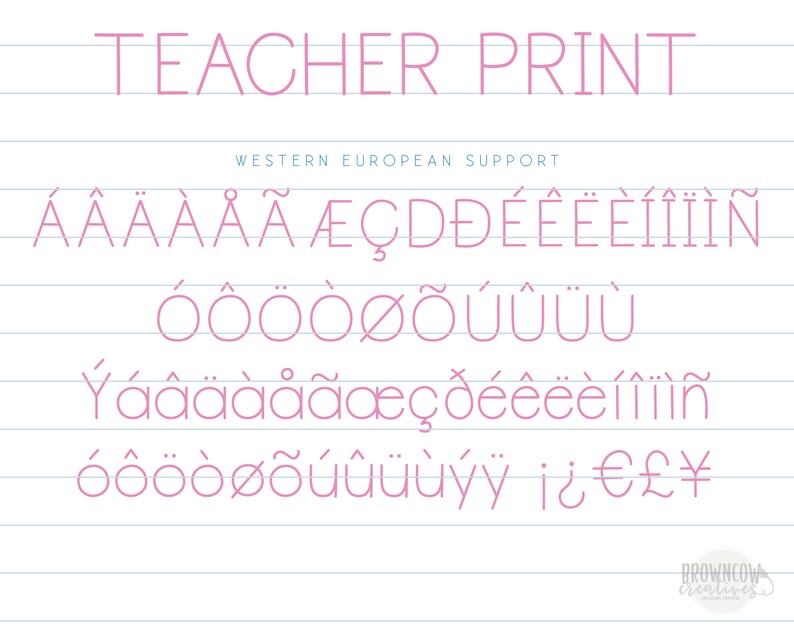 Teacher Print Font School Doodles Font Teacher Handwriting - Etsy