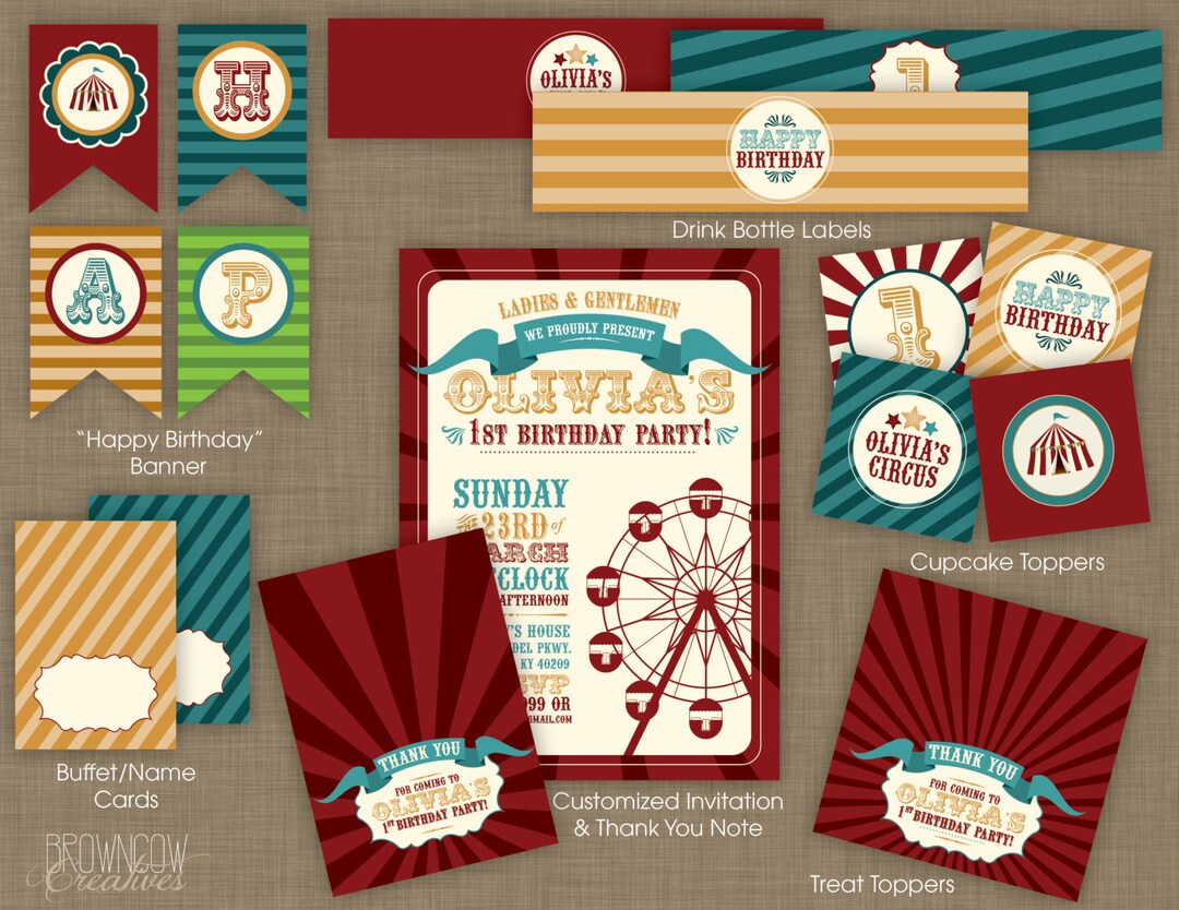 PRINTABLE Carnival/circus Birthday Party Printable Kit - Printable ...