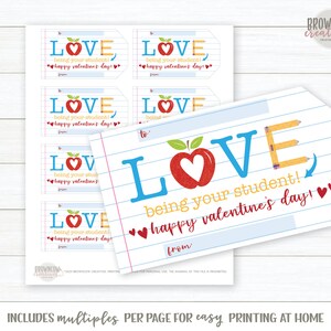 3.5" X 2" Valentine Teacher Hanging Gift Tag, Teacher Gift Tag ...