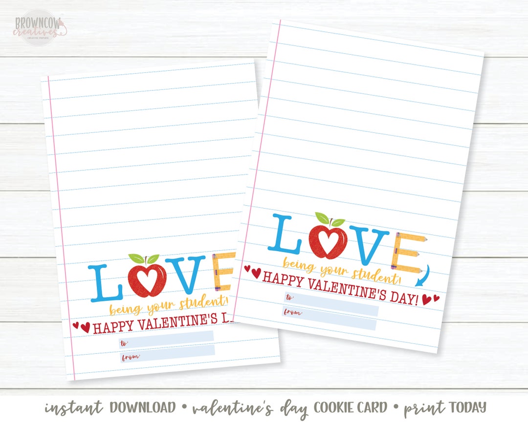 Valentine's Day Cookie Card, Valentine's Day Teacher Cookie Card ...