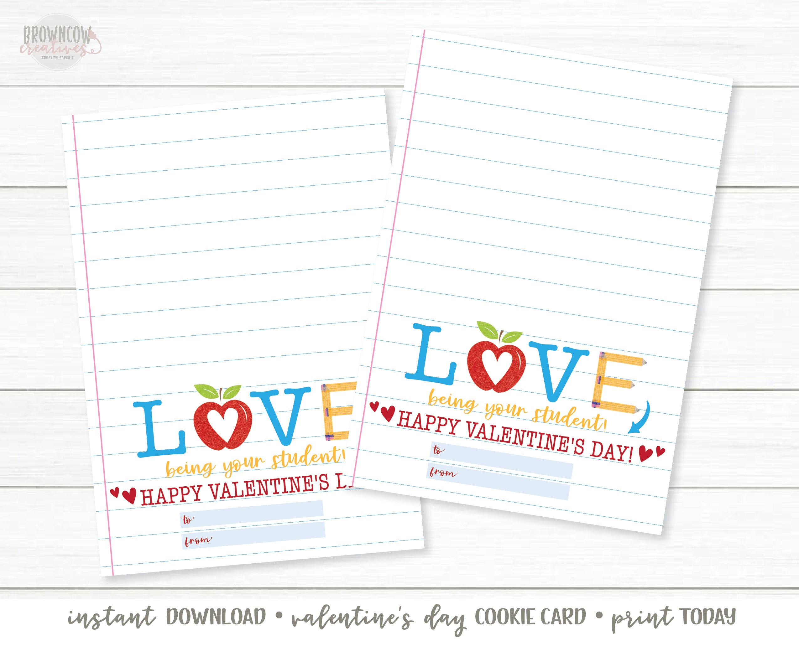 Valentine's Day Cookie Card Valentine's Day Teacher - Etsy