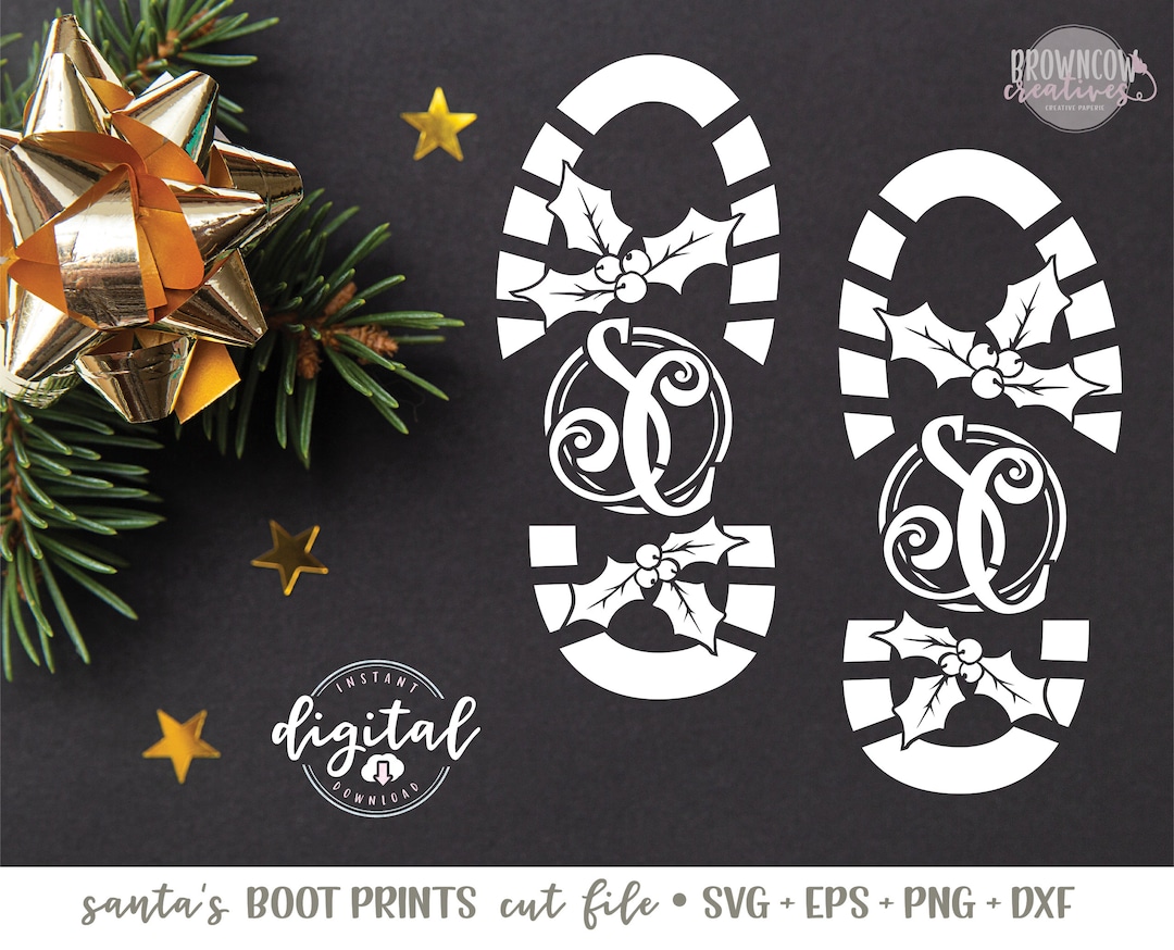 Santa's Boot Print SVG Cut File, Santa's Footprints SVG, Santa's Prints ...