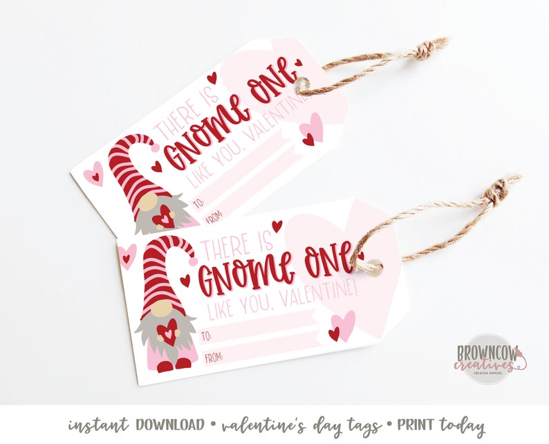 INSTANT DOWNLOAD Valentine's Day Gnome Gift Tags | Etsy