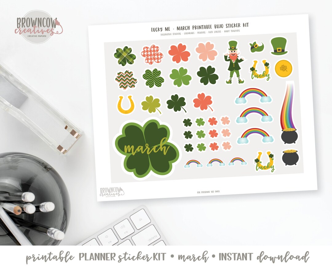 March Printable Planner Stickers, March Printable Bullet Journal ...