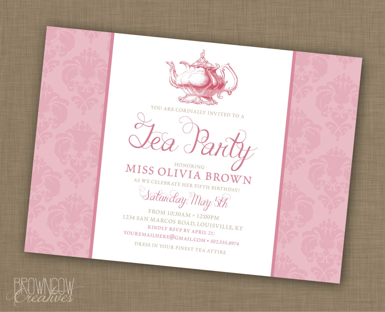 PRINTABLE Girl's Tea Party Invitation - Etsy