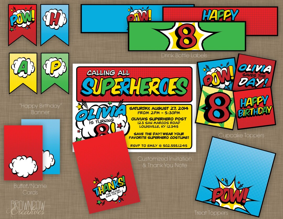PRINTABLE Super Hero Party Decoration Kit - Etsy