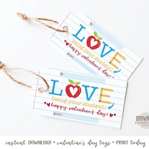 3.5" X 2" Valentine Teacher Hanging Gift Tag, Teacher Gift Tag ...