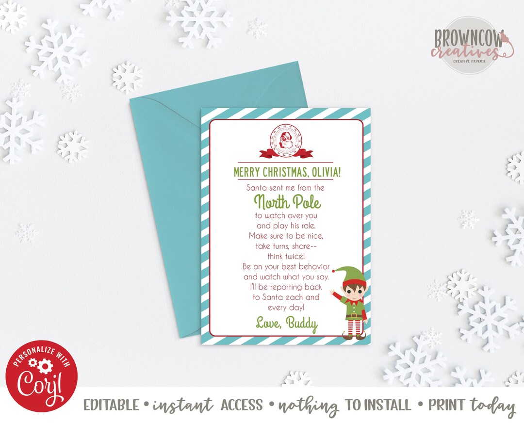 EDITABLE Letter From Elf, Elf Letter, Instant Access, Corjl ...