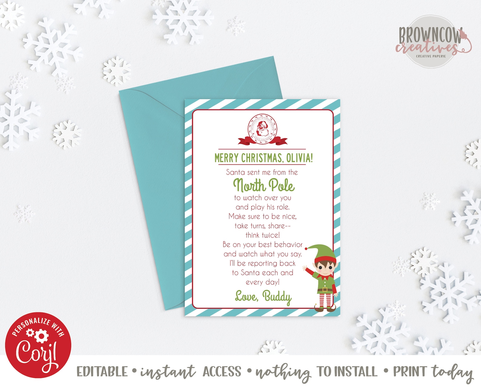 EDITABLE Letter From Elf Elf Letter Instant Access Corjl - Etsy