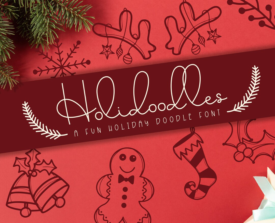 Holidoodles, Christmas Doodle Font, Christmas Font, Commercial Use Font ...