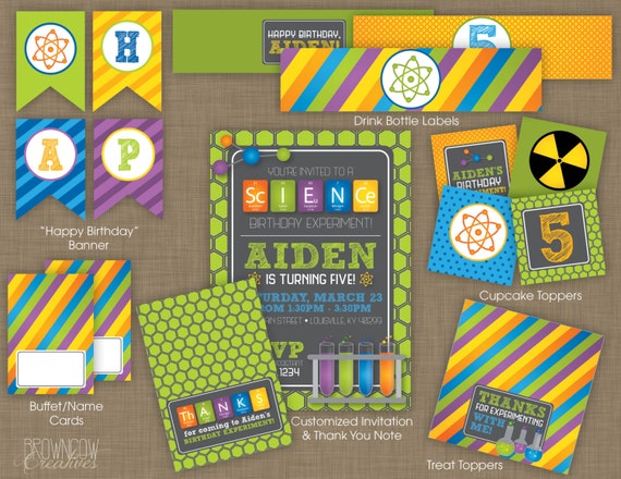 PRINTABLE Science Party Decoration Kit by BrownCow Creatives | Catch My ...