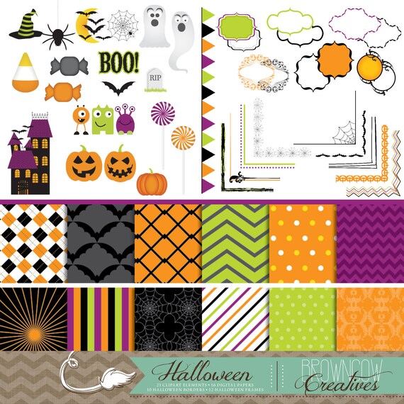 Halloween Clip Art, Frames, and Backgrounds BUNDLE by BrownCow ...