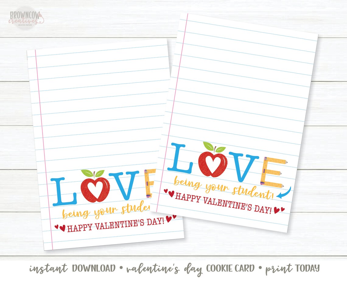 Valentine's Day Cookie Card Valentine's Day Teacher - Etsy