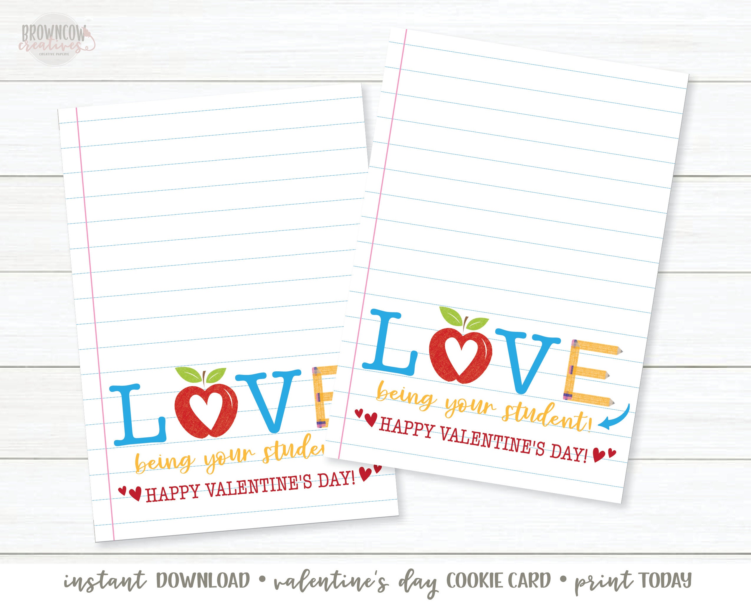 Valentine's Day Cookie Card Valentine's Day Teacher - Etsy