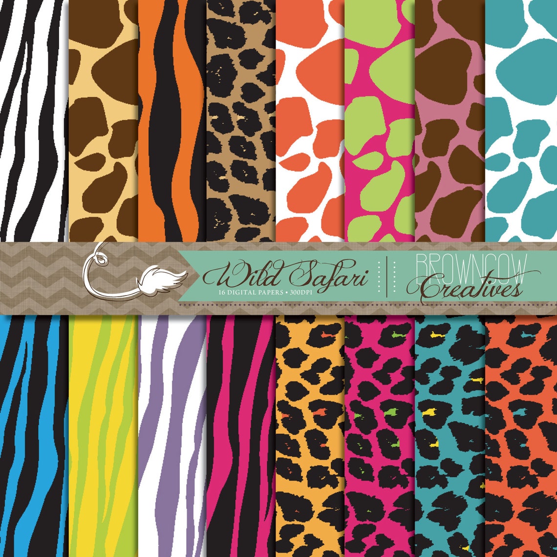 Wild Safari Digital Papers/backgrounds - Etsy