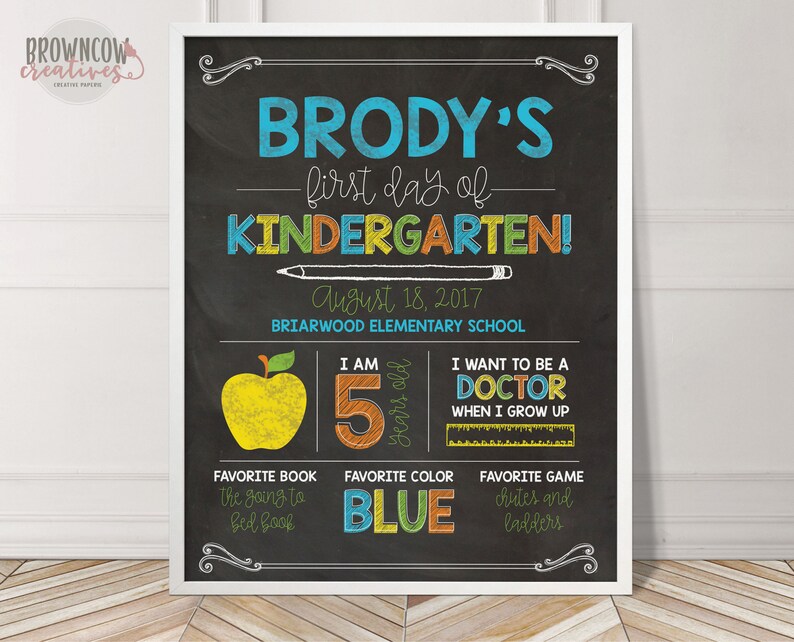 Printable Back to School Chalkboard Photo Poster First Day of - Etsy