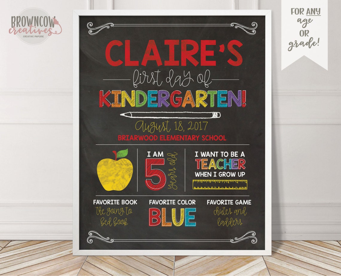 PRINTABLE // Back to School Chalkboard Photo Poster // First - Etsy