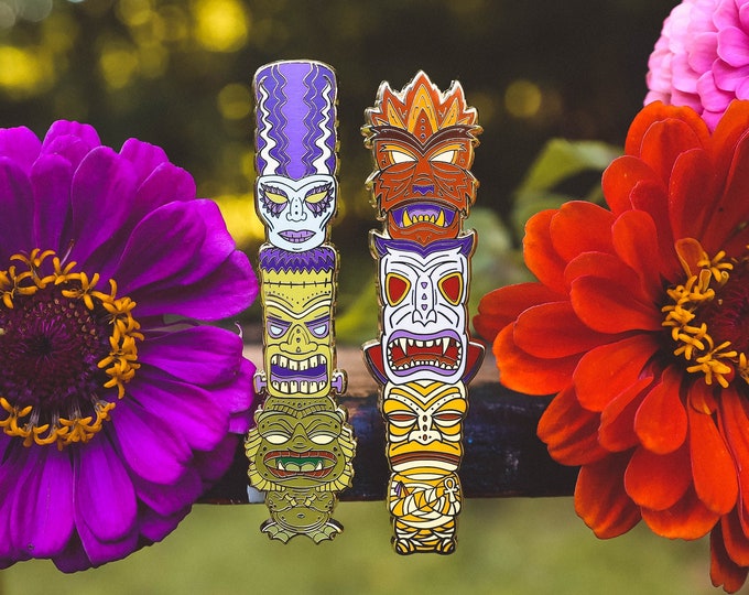 Monsters Tiki Totems Summerween Enamel Pins - Etsy