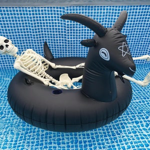PRE-ORDER Black Phillip Goat Pool Float swim Deliciously - Etsy