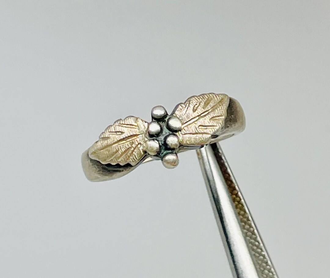 Vintage Sterling Black Hills Rose Gold Topped Grape Leaves Ring ...