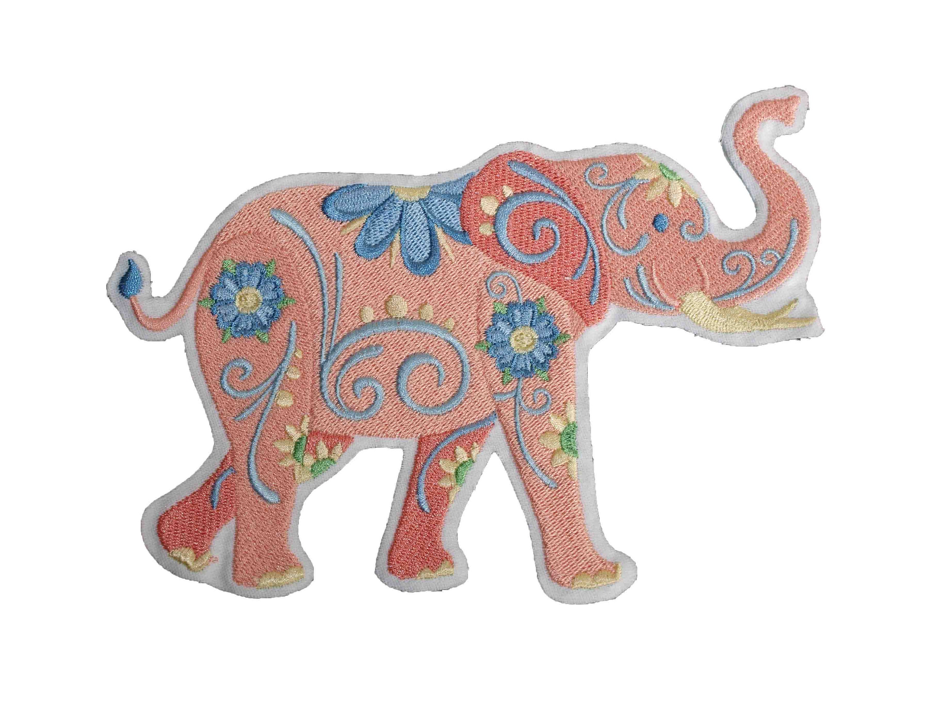 Elephant Patch Flower Power Elephant Iron on Patch Elephant | Etsy