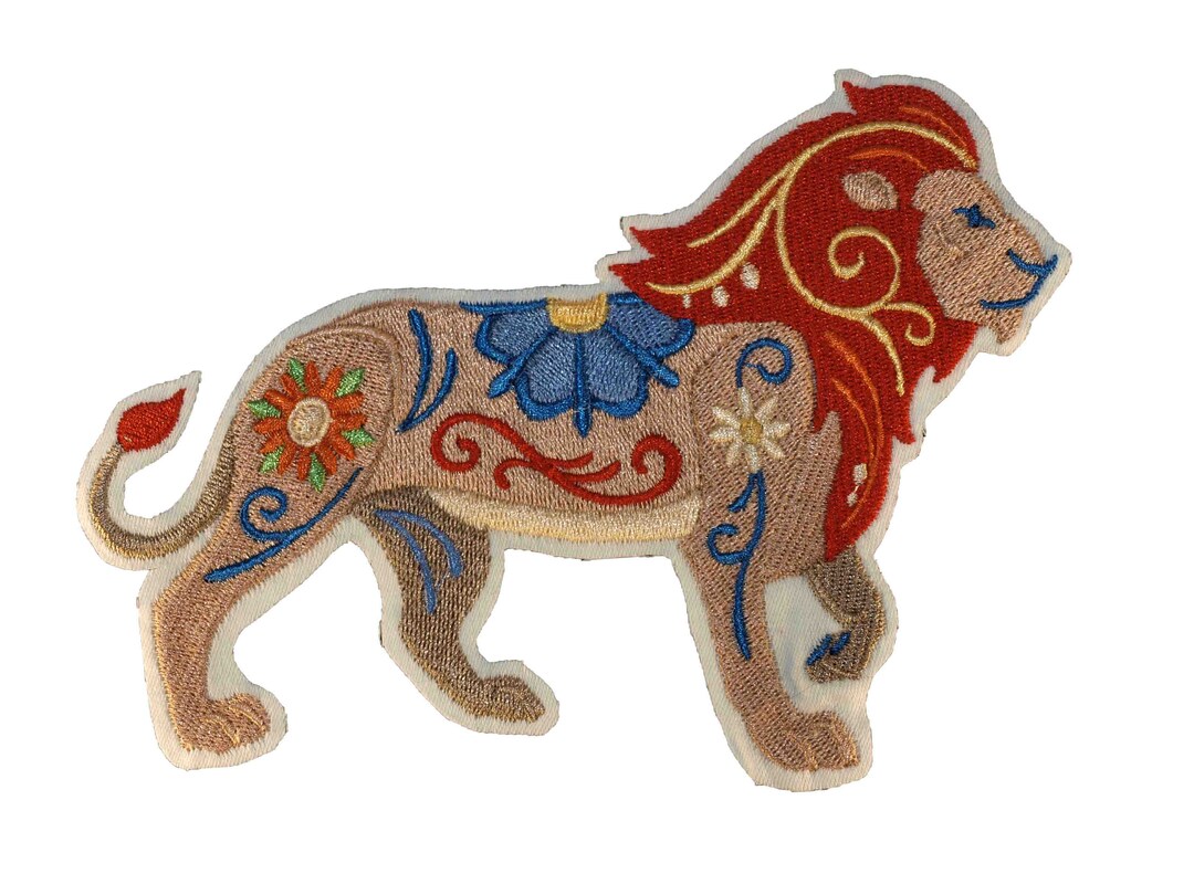 Embroidered Lion Patch: Flower Power Iron-on Applique (7x5") - Etsy