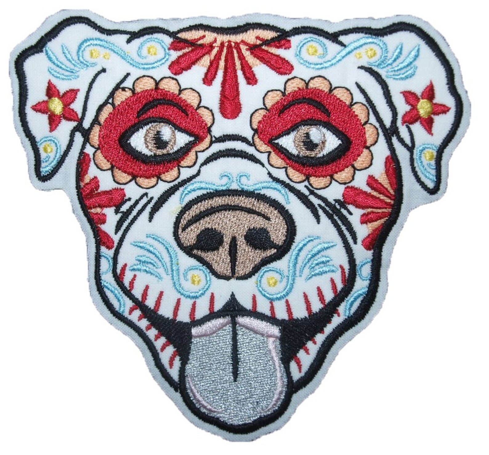 Parche de perro Calavera, calavera de azúcar, bordado para planchar del ...