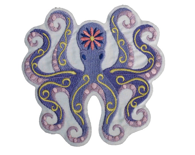 Octopus Patch Embroidered Iron on Applique 2 3/4 X 3 70mm X 76mm Wylee ...