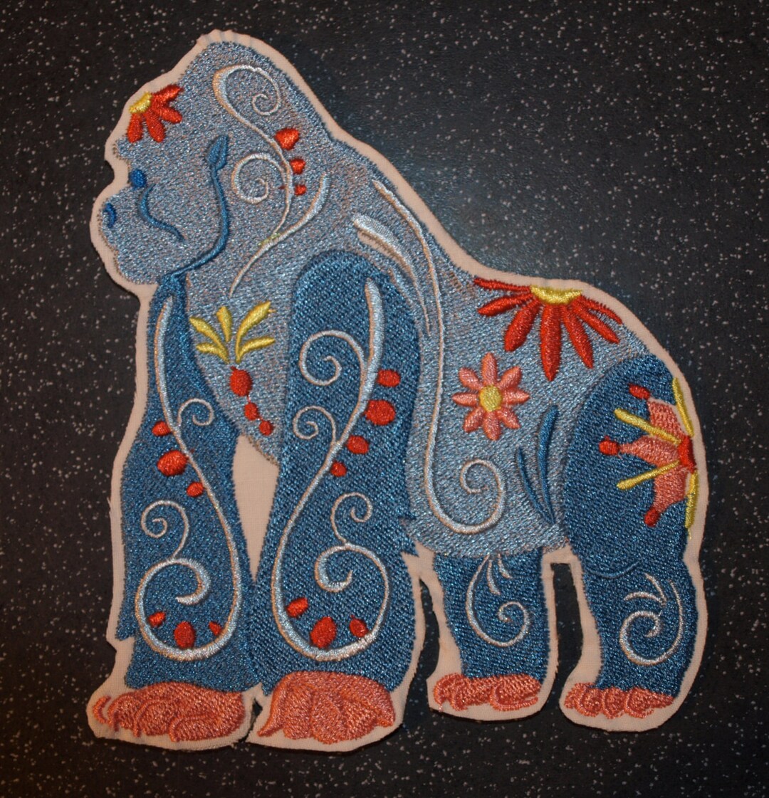 Embroidered Gorilla Patch, Flower Power Ape Motif, Iron on or Sew On - Etsy