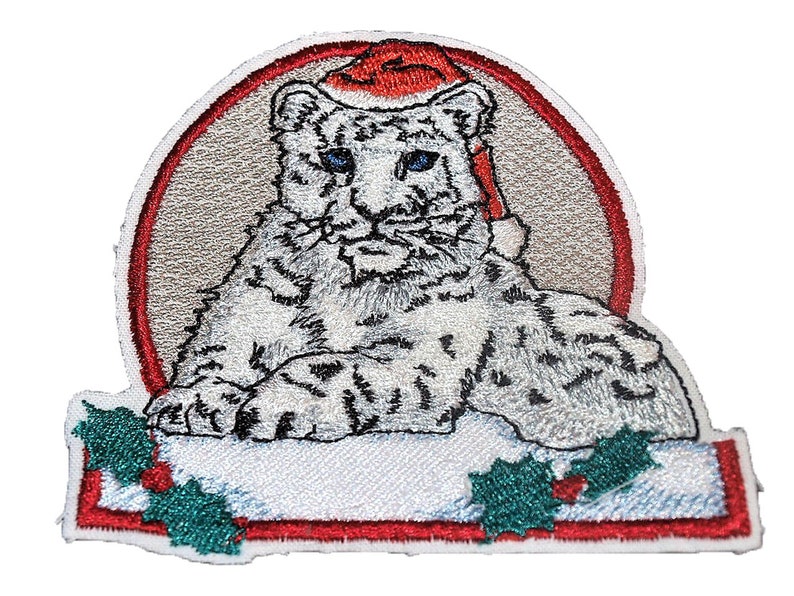 Snow Leopard Patch Christmas Snow Leopard Christmas Patch - Etsy UK